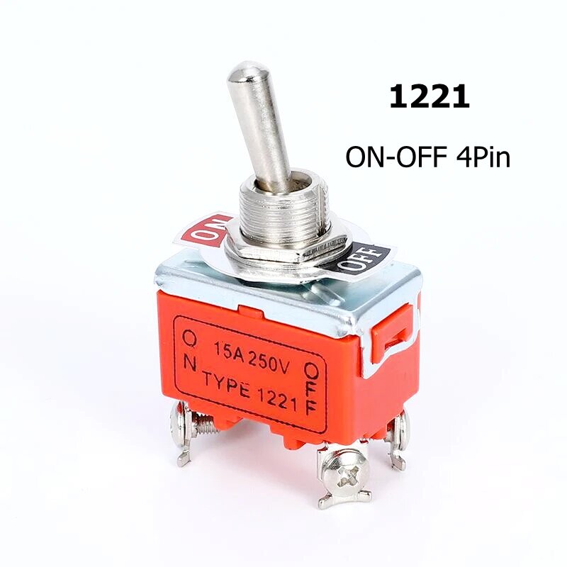 Тумблер ON-OFF 4Pin 1221, 15A 250V, Цвет: 1221 Iron parts