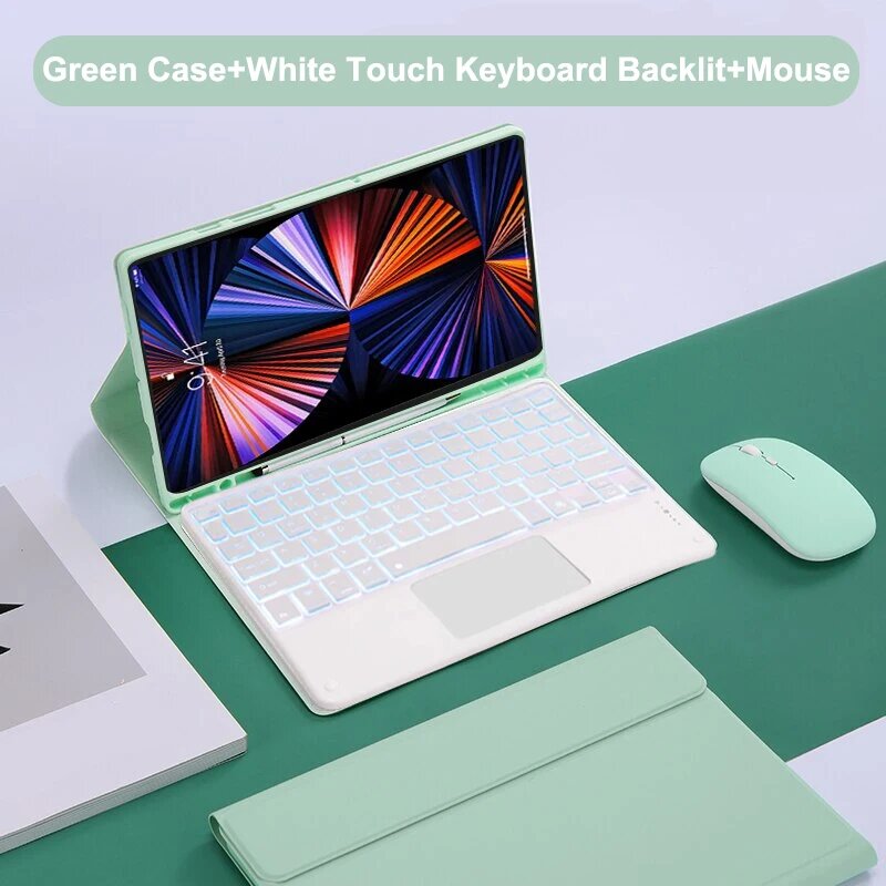 Чехол-клавиатура EWA для iPad, русская раскладка iPad Air 13 (M2-M3), Green D