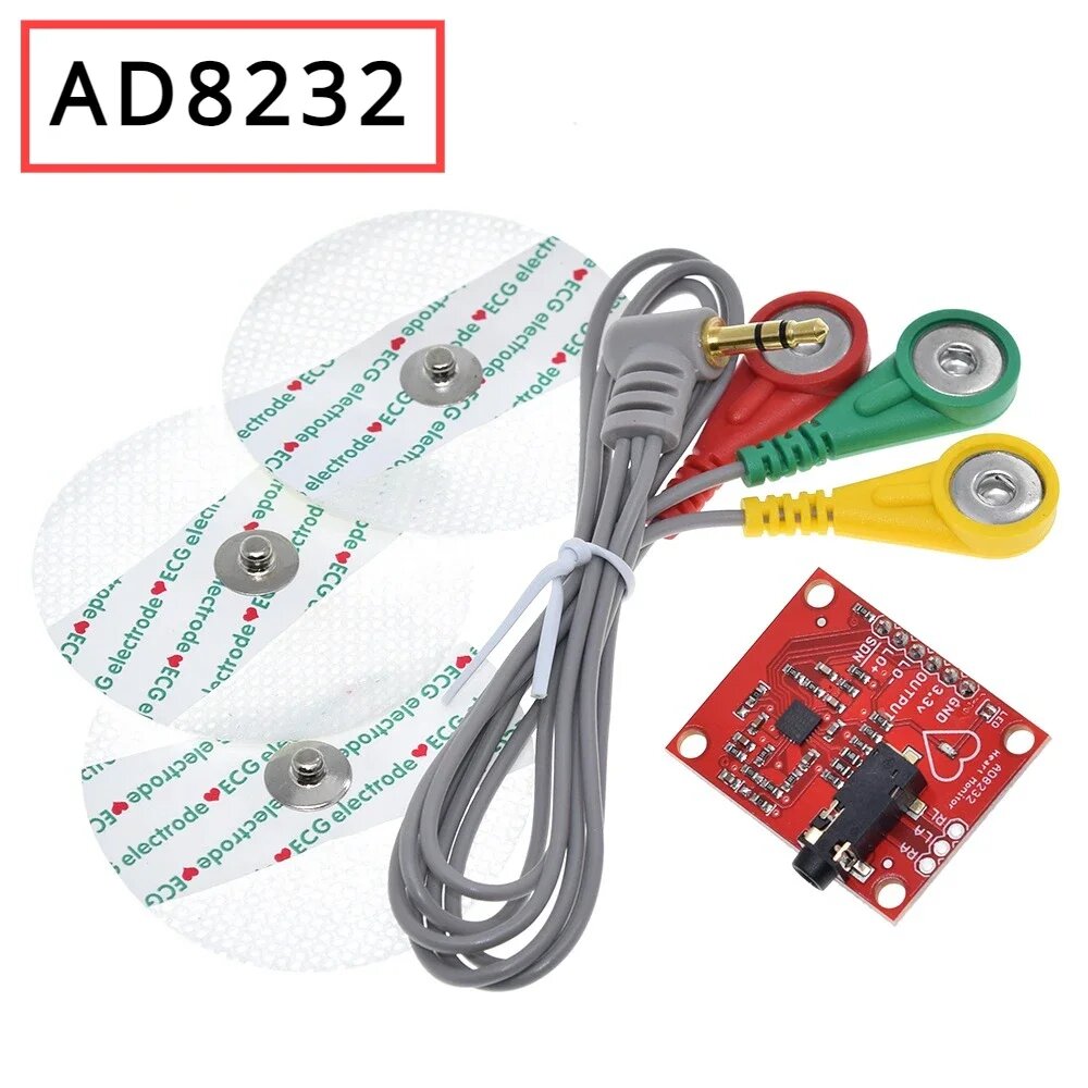 ЭКГ модуль AD8232 с электродами, Unsoldered