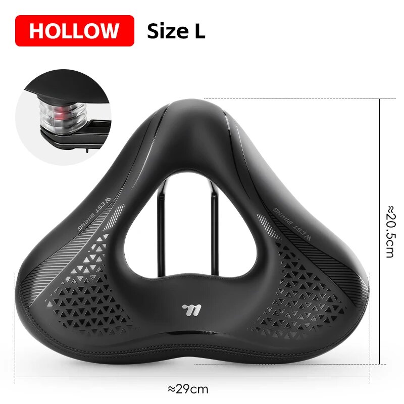 Велосипедное седло WEST BIKING, двойное пружинное амортизирующее широкое удобное сиденье большого размера для городского электрического велосипеда Cruiser