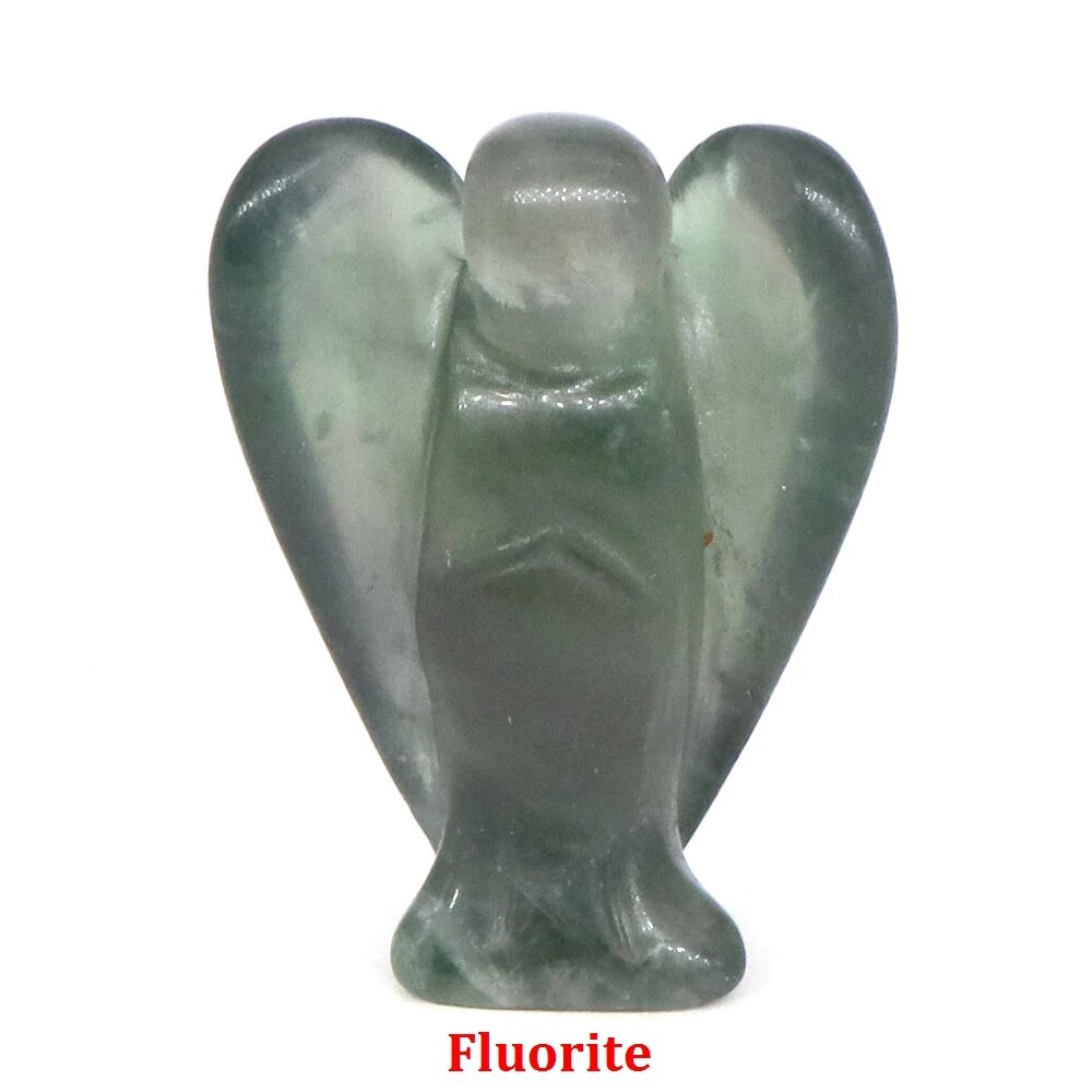 Статуэтка Ангела-хранителя из аметиста и розового кварца Изумрудный, 1 PC, Fluorite