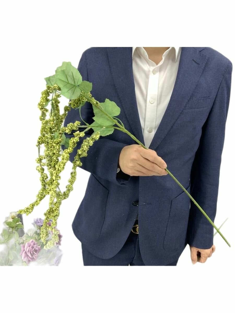 Искусственные цветы премиум ветки для декора Амарант зеленый весенний с листьями 1 ветка 110 см