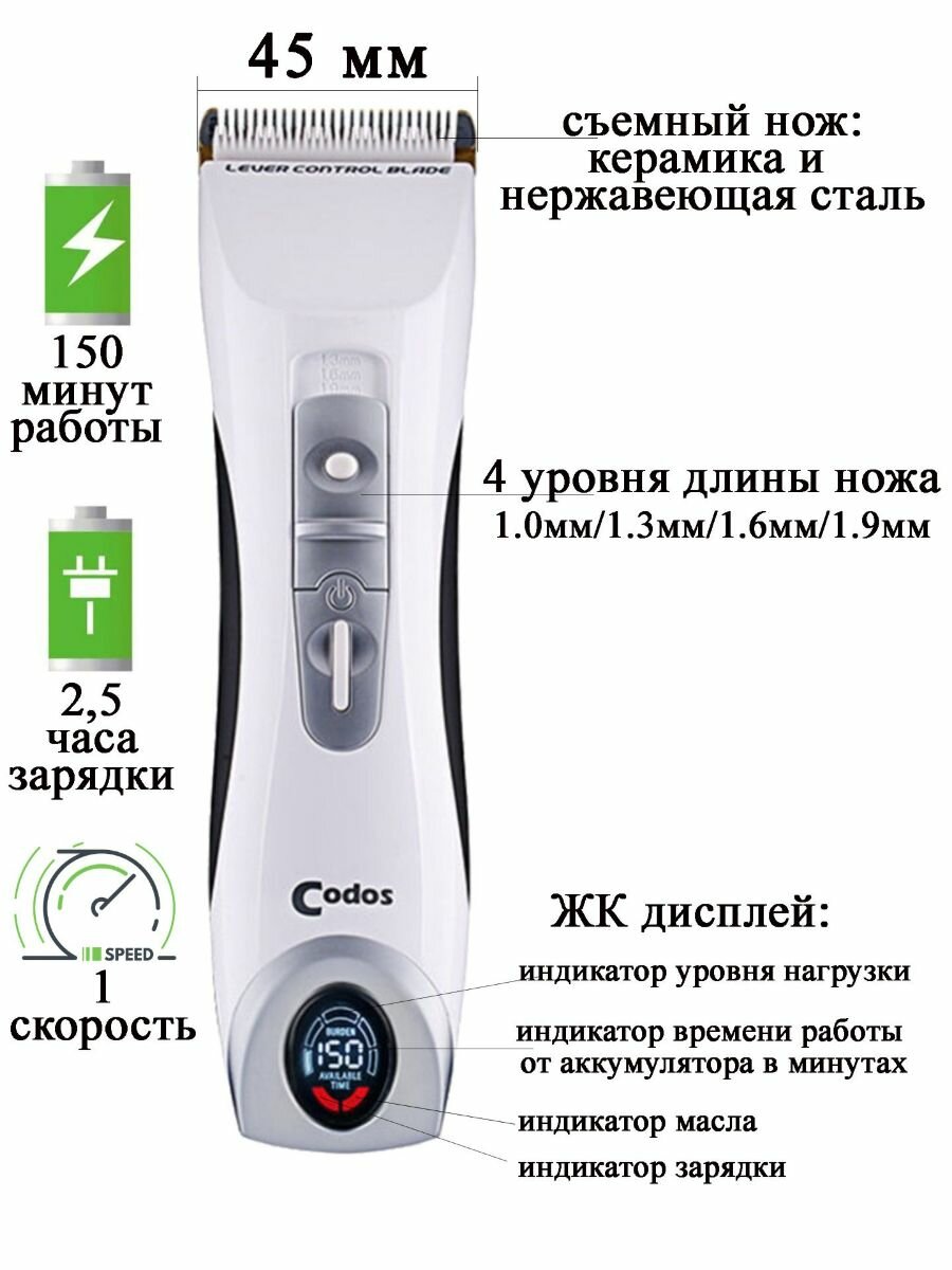 Машинка для стрижки животных кошек и собак Codos CP-9600 NEW