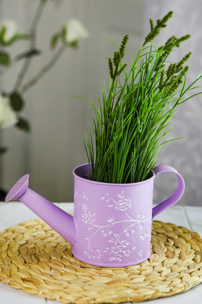 Декоративное кашпо-лейка летняя акварель, сереневое, металлическое, 22х10 см, Kaemingk 802314-3