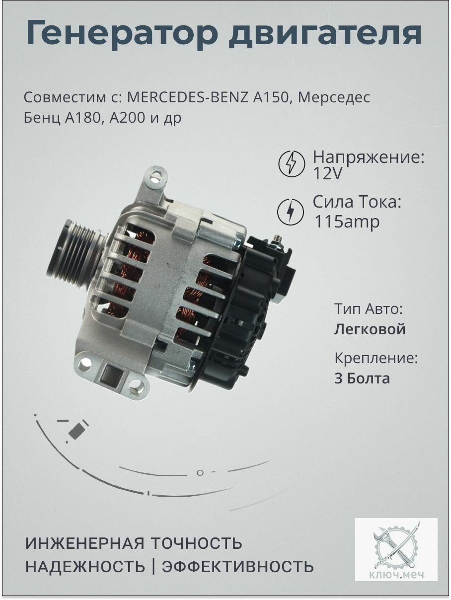 Генератор для MERCEDES-BENZ A150, Мерседес Бенц A180, A200