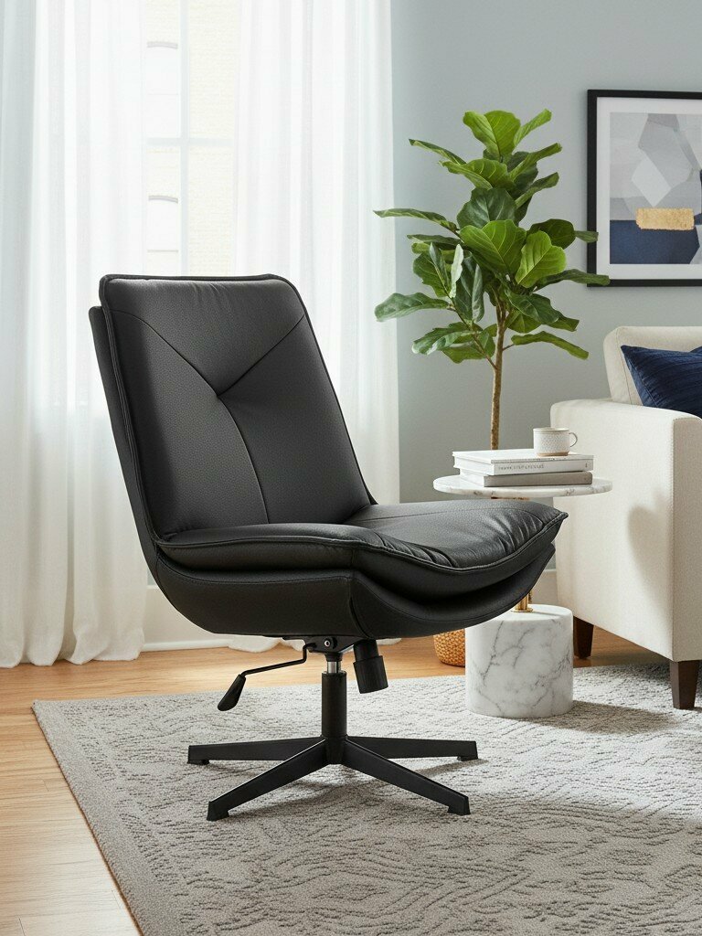 Кресло для отдыха лаунж TetChair Cosmo, экокожа, Sharp Чёрный