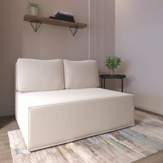 Кресло-кровать КМК, велюр, ЛДСП, пенополиуретан, раскладное, серо-бежевый