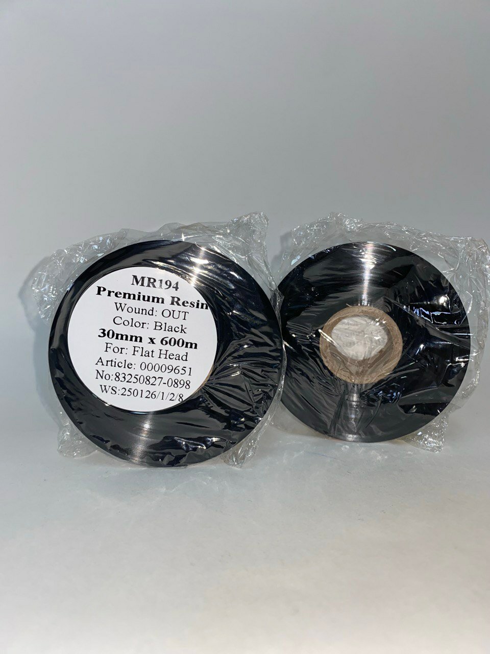Риббон 30 мм х 600 м Черный Resin Premium вт. 1" OUT, 1 рулон
