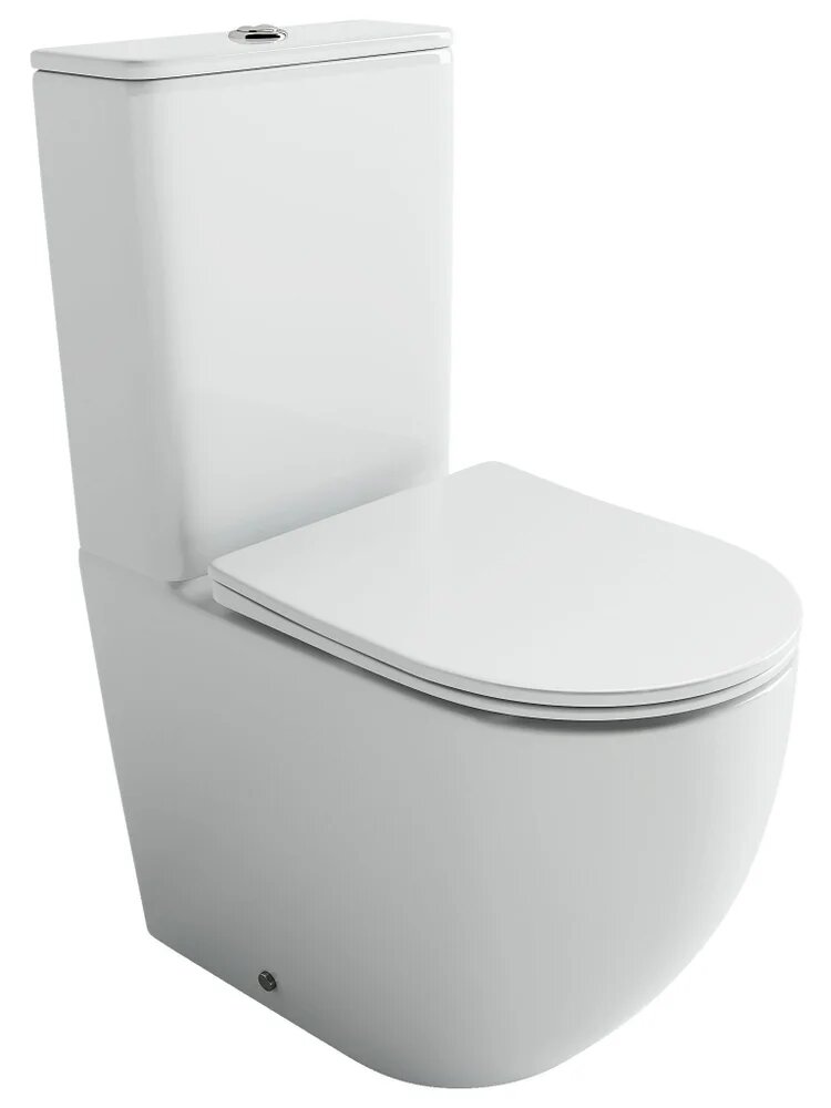 Унитаз-компакт напольный Ceramicanova Mia Торнадо CN1801T с микролифтом, безободковый, антивсплеск, фарфоровый, белый, овальный, с нижним подводом, сиденье для унитаза в комплекте