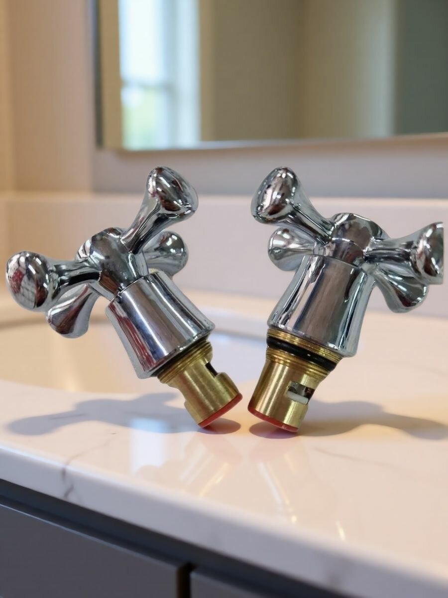 Маховик с кран-буксой 1/2 ' для смесителей в сборе, в комплекте 2 шт, Крест