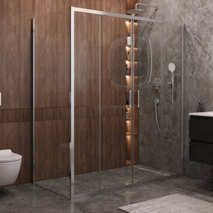 Душевой уголок Cezares Molveno AH 2+1 180+100 C Cr IV 180х100 см, профиль хром, стекло прозрачное