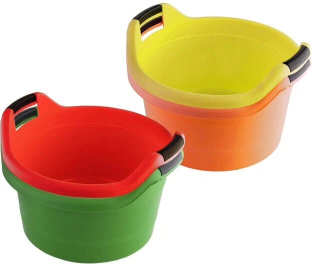 Таз универсаный особо прочный, круг, ручки, пищевой пластик, люкс, микс Полимербыт 12 л. (комплект 2 шт.)