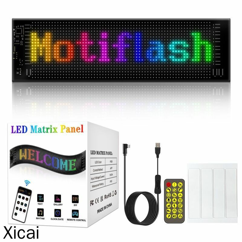 Уличная водонепроницаемая вывеска с управлением через APP, 102x348 мм, бегущая строка, наружная реклама, дисплей, LED табло, полноцветный, автомобильный гибкий экран