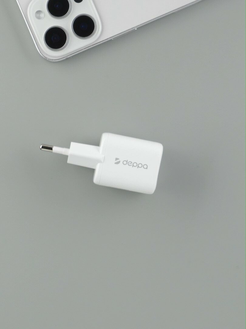 Сетевое зарядное устройство USB-C + USB A, PD 3.0, QC 3.0, 20Вт, белый, Deppa 11398