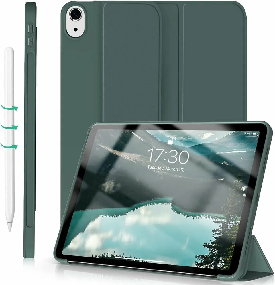 Чехол для iPad Air 11 M3 (2025), Air 11 M2 (2024), Air 5 (2022), Air 4 (2020), темно-зеленый
