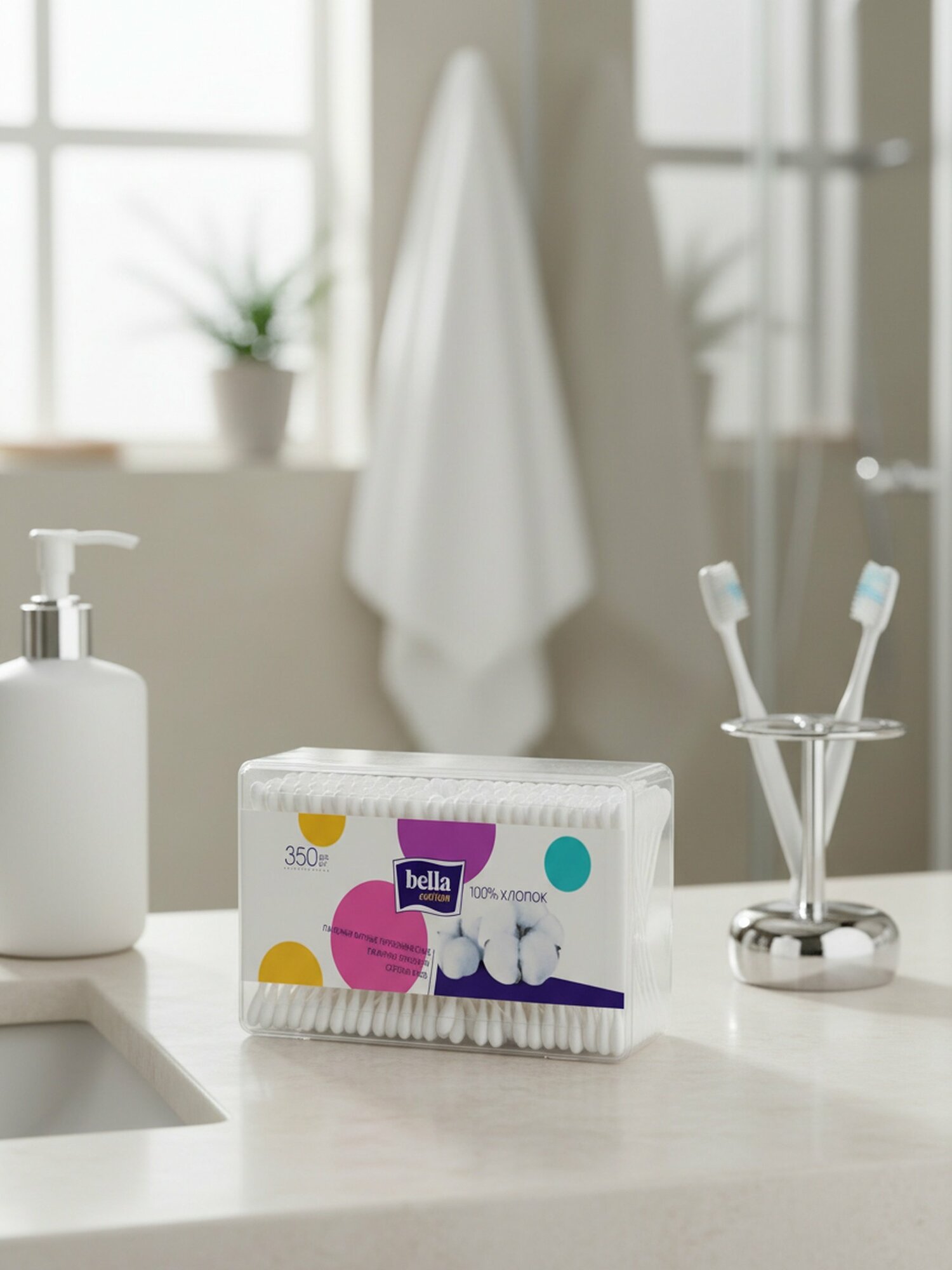 Ватные палочки Bella 350 шт в коробке для гигиены и ухода за телом, производство Россия, артикул BC-081-P350-003