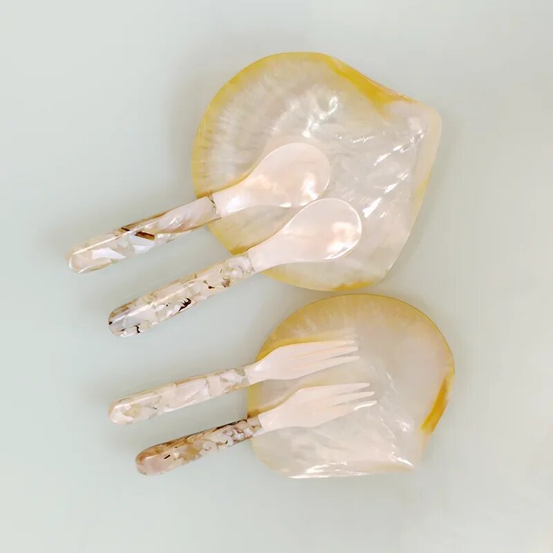 Набор для икры из натуральных ракушек и жемчуга M01