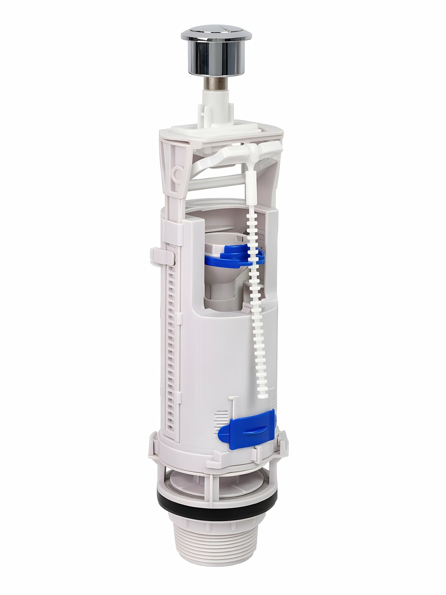 Сливной клапан для бачка унитаза Wave WKn.01 универсальный 1/2", двухрежимная арматура, хромированная кнопка слива