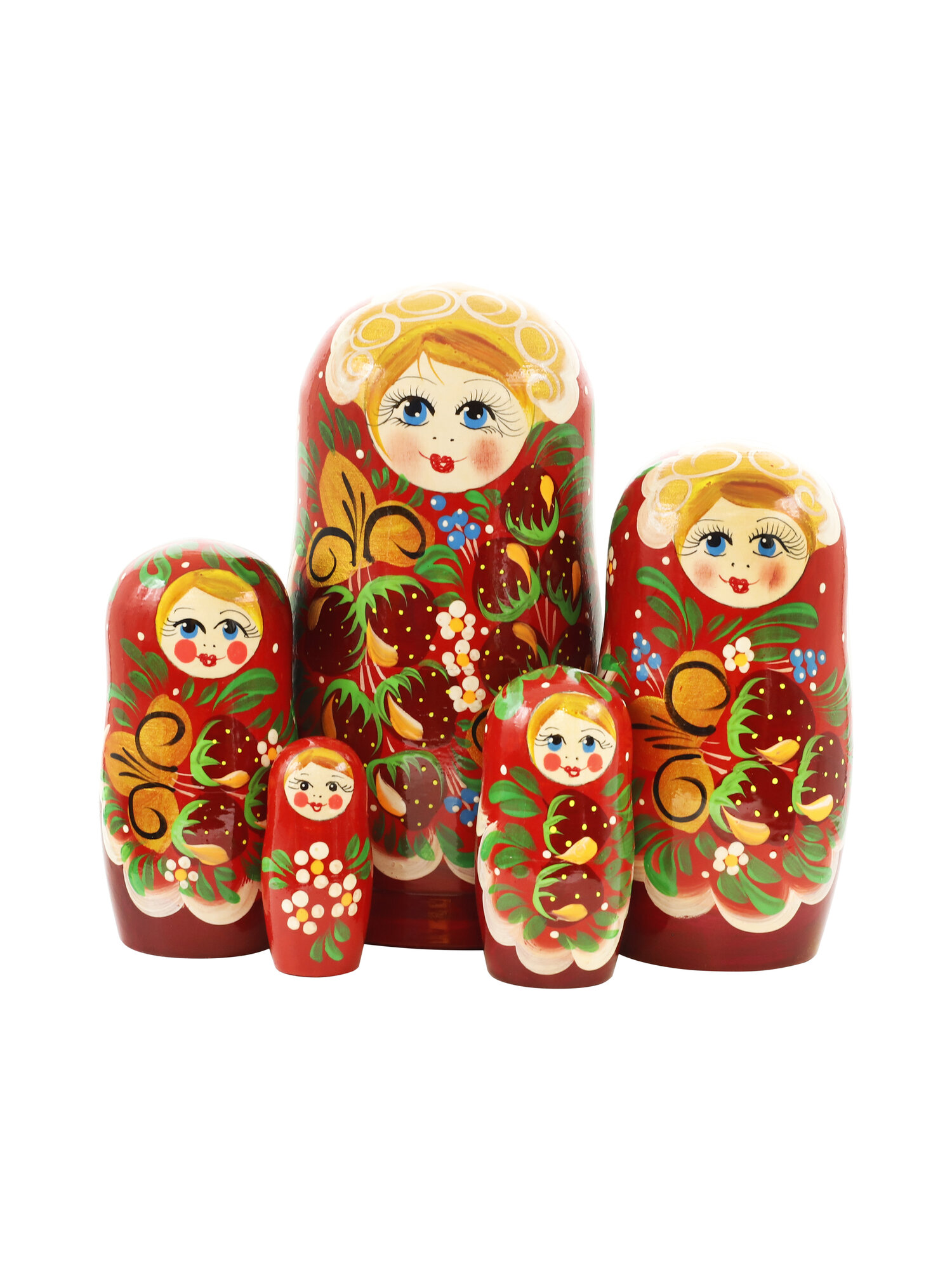 Матрешка "Хохломская. Ягоды на красном", 5 мест, 18см (29081)
