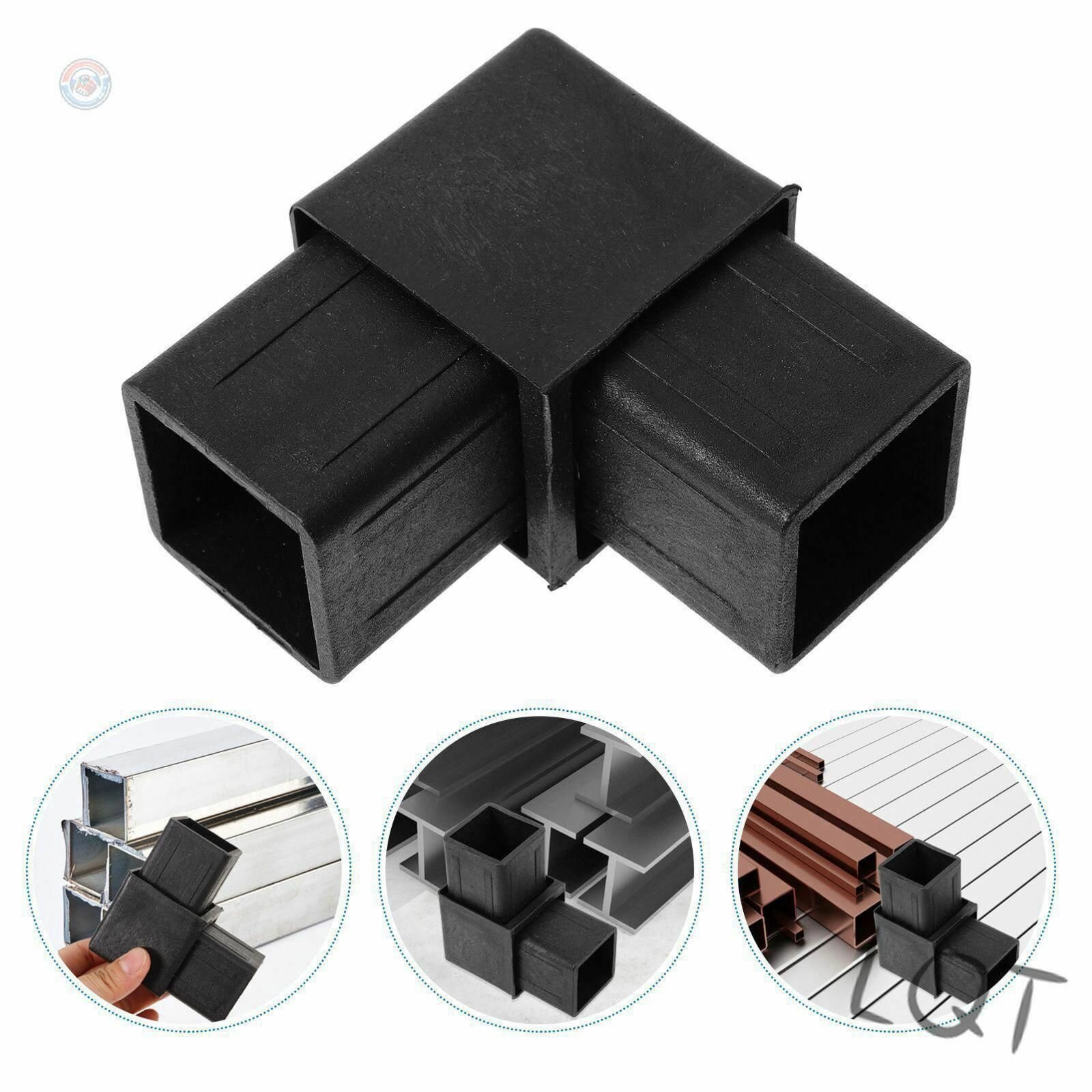 Двусторонний угловой соединитель для квадратной трубы 40х40 мм, черный пластиковый фитинг, простая установка, универсальный угловой разъем для дома и офиса