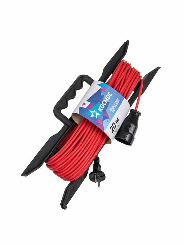 Удлинитель-шнур на рамке 1х20м 6А IP20 1.3кВт ПВС 2х0.75 космос YPKsm20m-1g(6A)