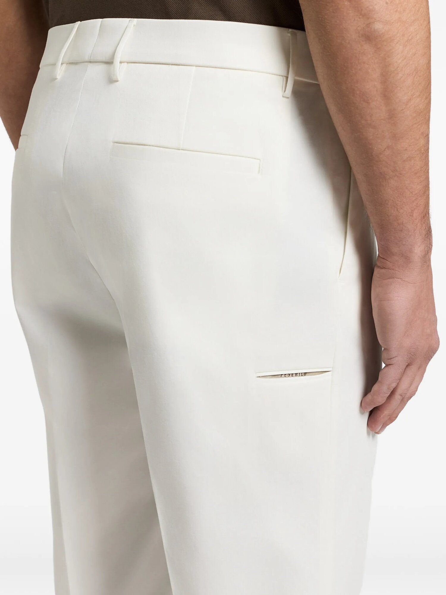 Брюки PESERICO Pleated turn-up trousers, размер 50, бежевый/белый — фото 1