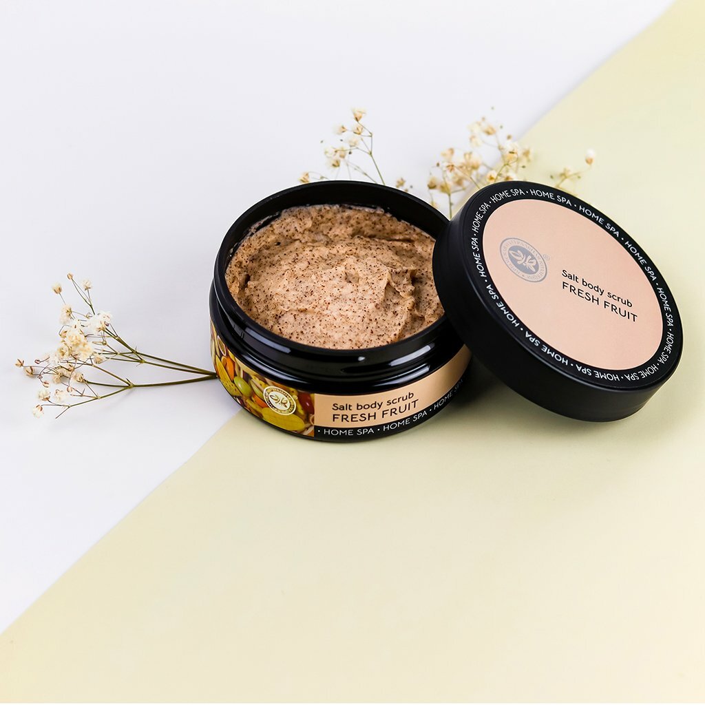 Cоляной скраб для тела Фруктовый фреш HOME SPA, 200 гр (производство Крым)