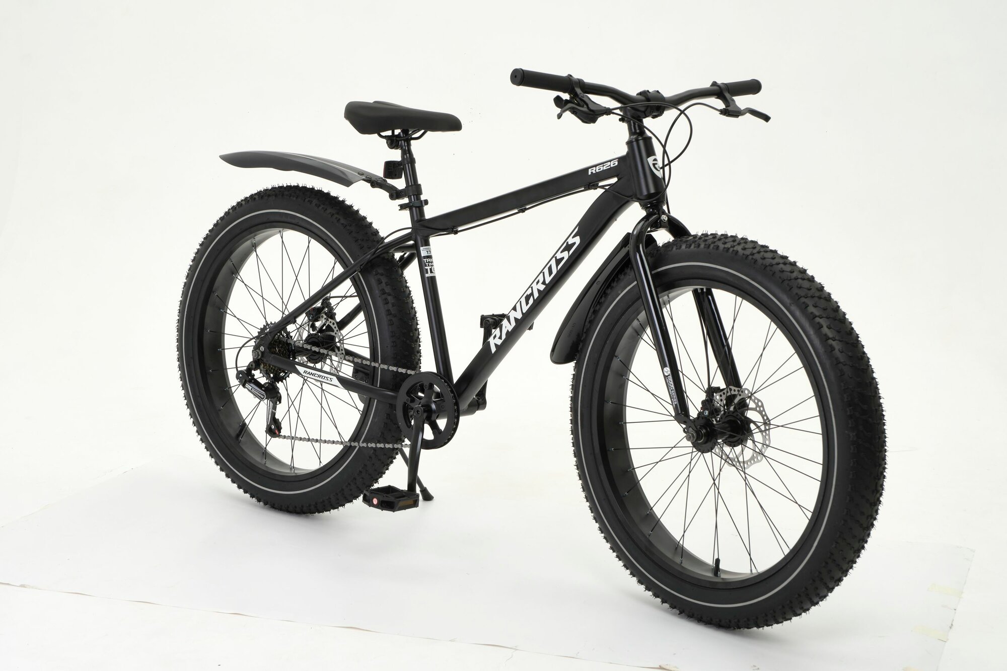 Велосипед фэтбайк Rancross R626, колеса 26*4, рама 17 дюймов, SHIMANO 7ск, вилка жесткая RIGID, Fat-bike черный, рост 160-185 см