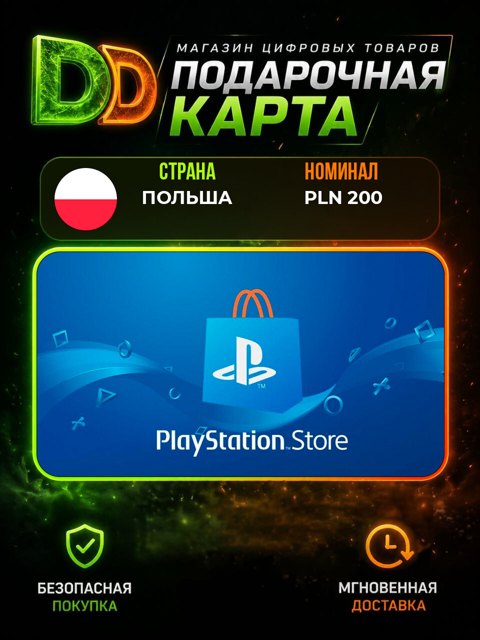 Подарочная карта на PLN 200 PlayStation®Store Wallet gift card | Польша | Оригинальный код