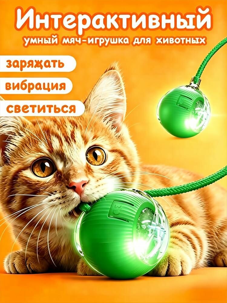 Интерактивная игрушка для кошек и собак, умный мячик с хвостиком, дразнилка для котят