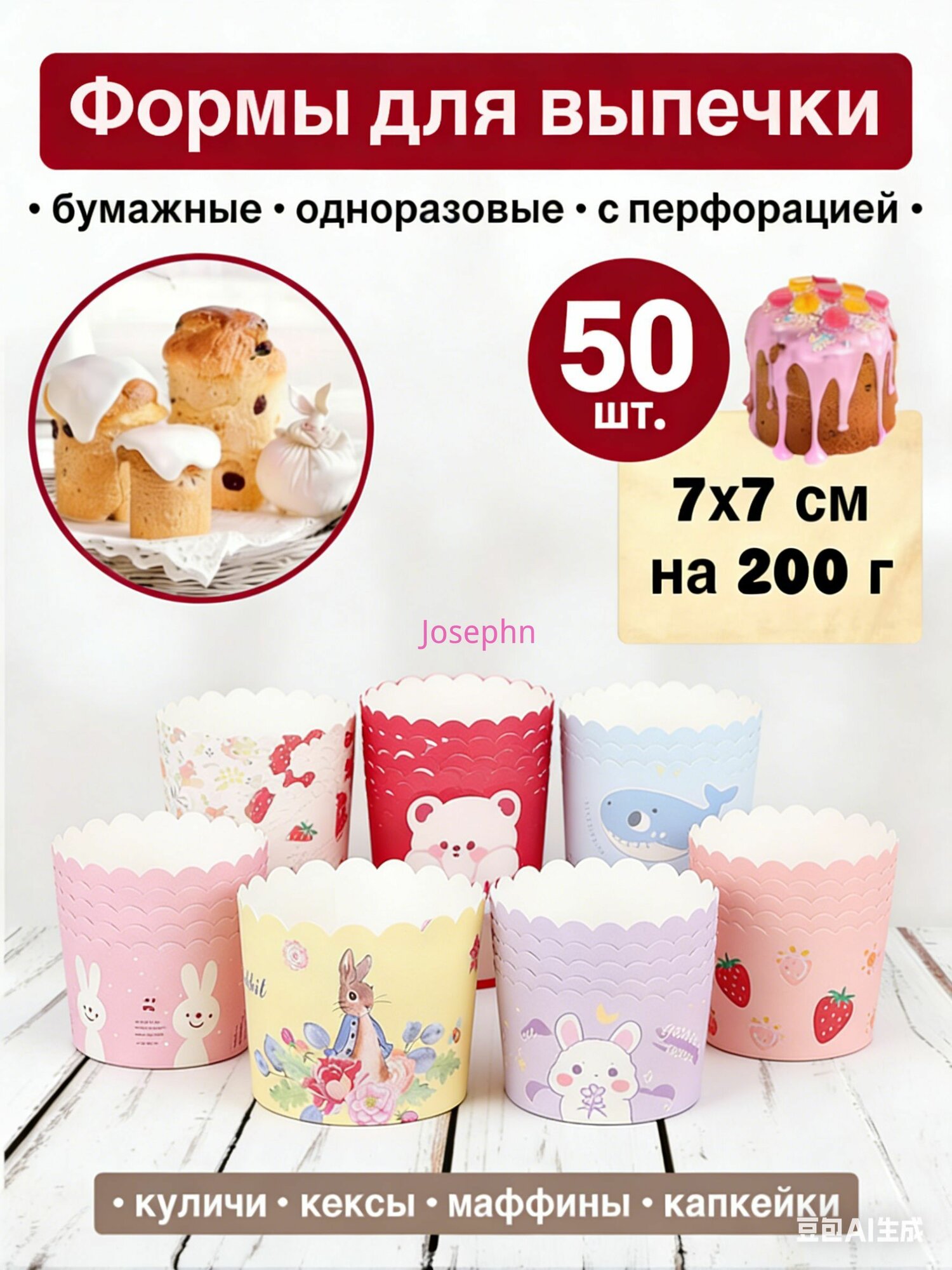 Форма для выпечки, Круглая, 50 яч, 6 см, 50 шт