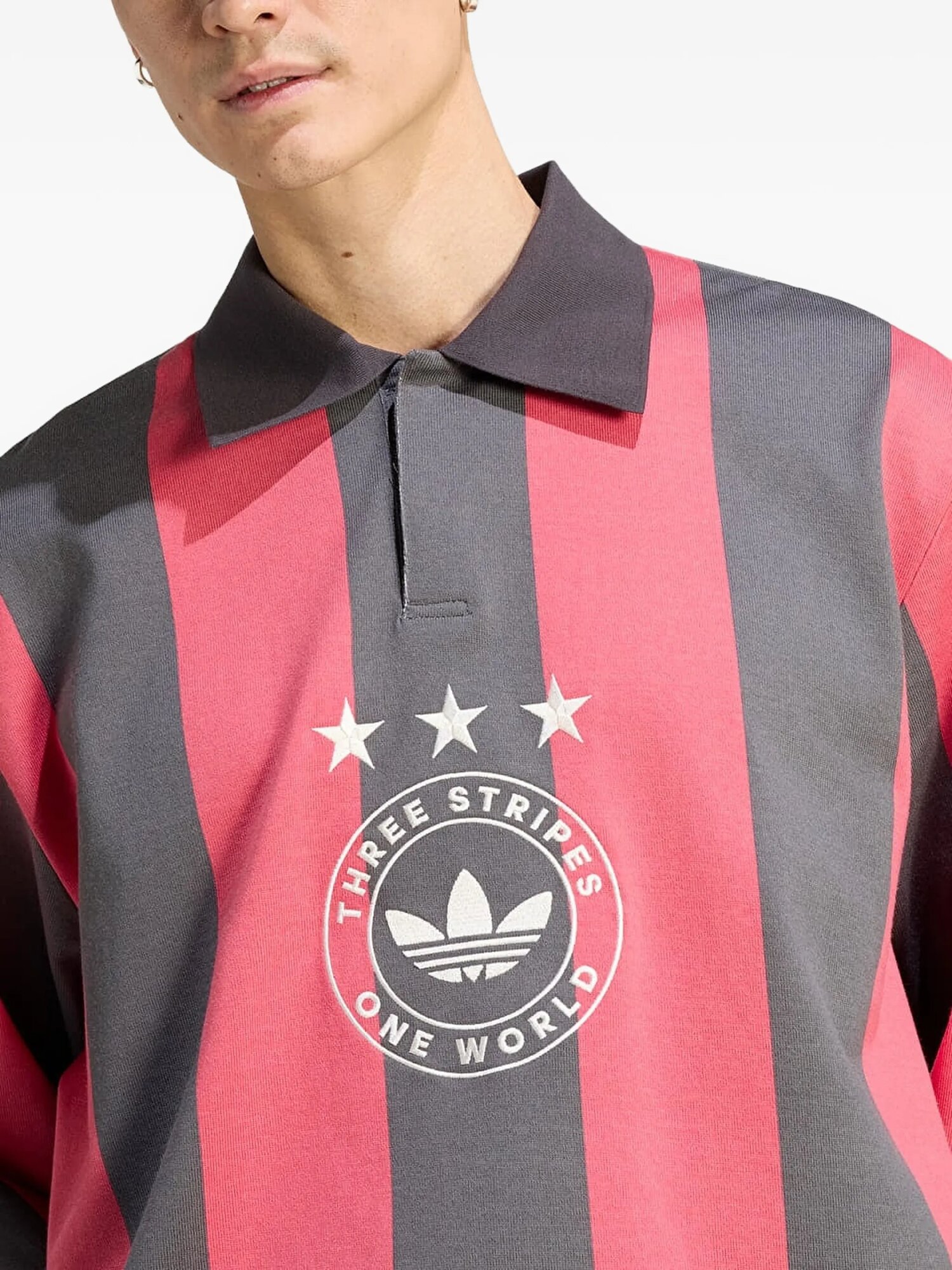 Рубашка adidas Striped-pattern polo shirt, размер XL, black / black — фото 1
