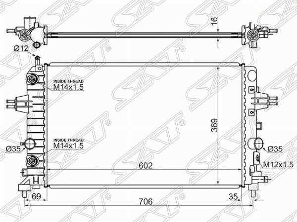Радиатор SAT SG-OP0006-04-1 Opel Astra 04-13 / Zafira 05-14