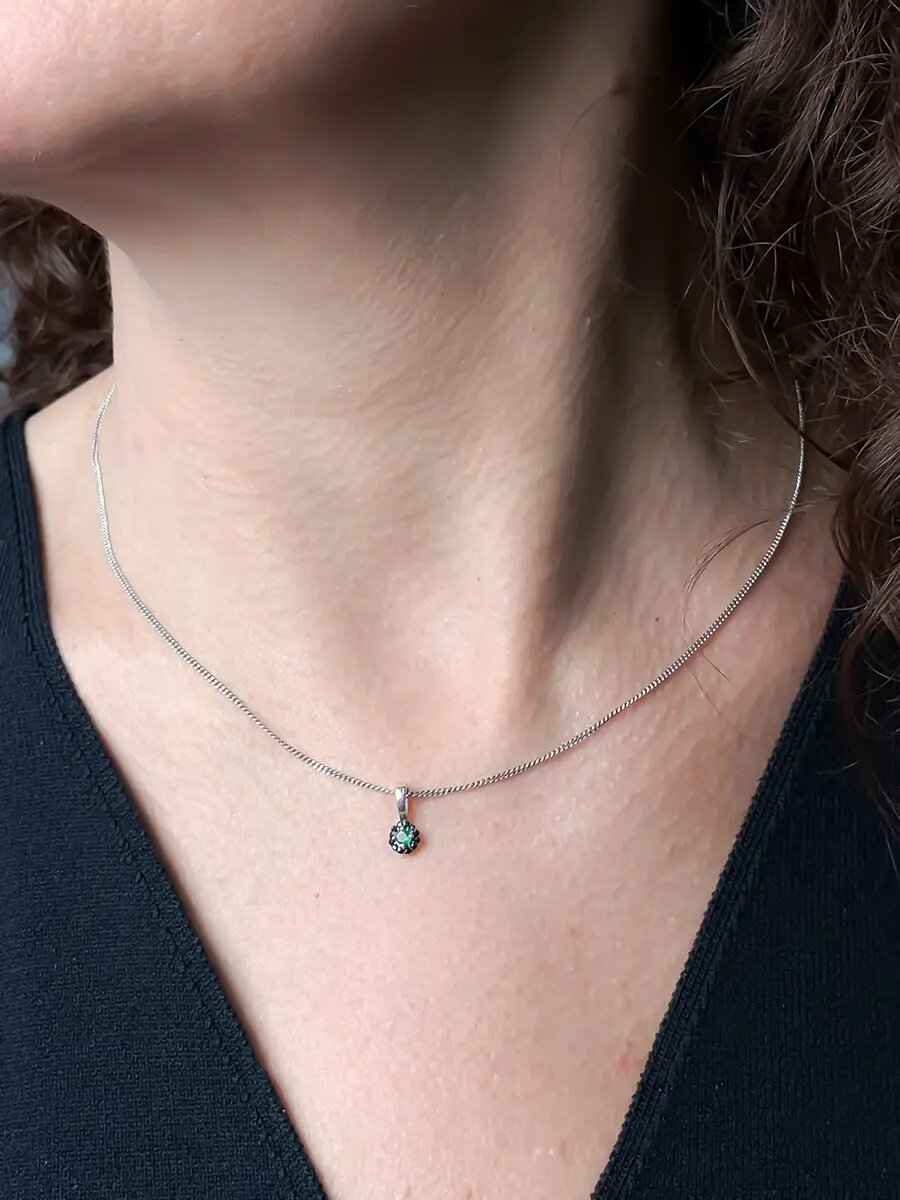 Подвеска, серебро, 925 проба, чернение, родирование, изумруд, шпинель