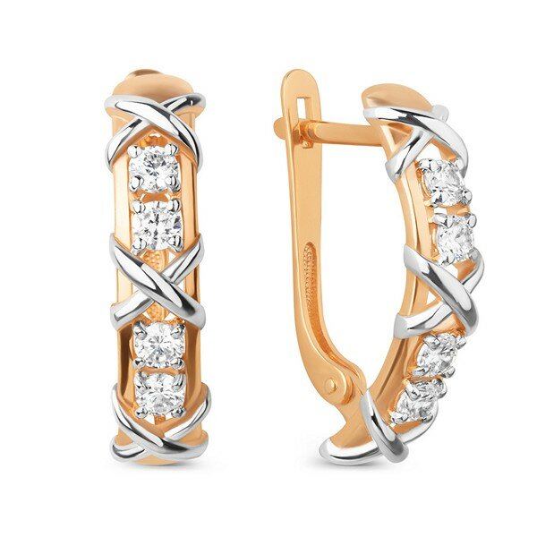 Серьги, красное золото, 585 проба, фианит