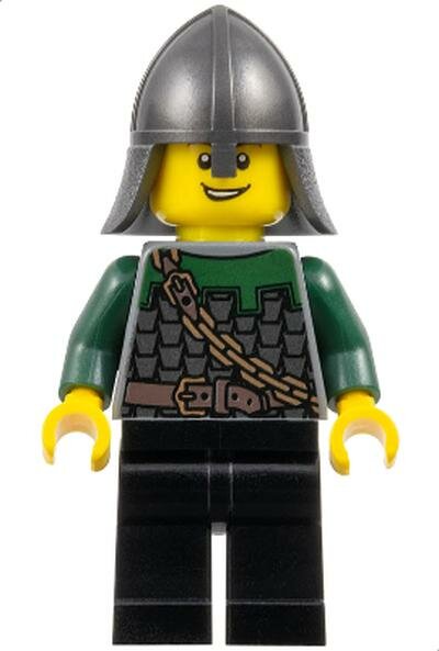 Минифигурка Lego cas463 Kingdoms - Dragon Knight Scale Mail with Chain and Belt, Helmet with Neck Protector, Open Grin