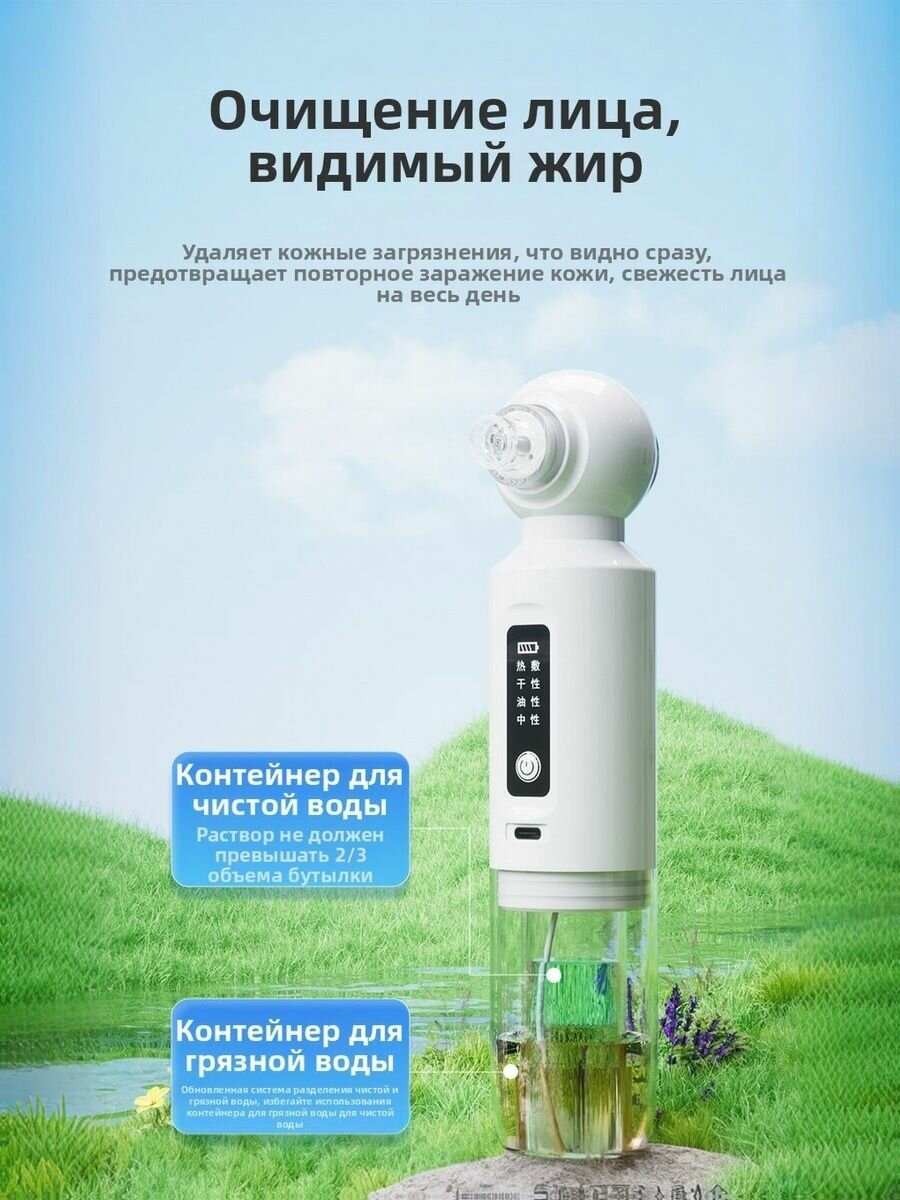 Портативный вакуумный очиститель пор с подогревом, аппарат для удаления черных точек, уход за кожей лица