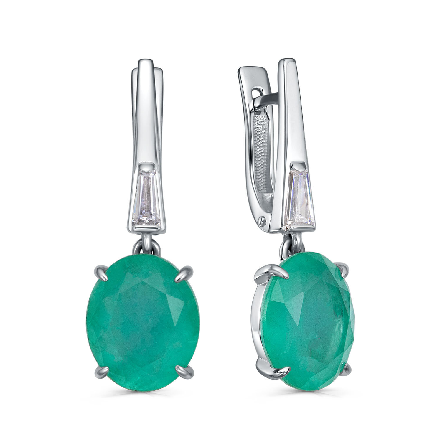 Серьги, серебро, 925 проба, фианит, алпанит