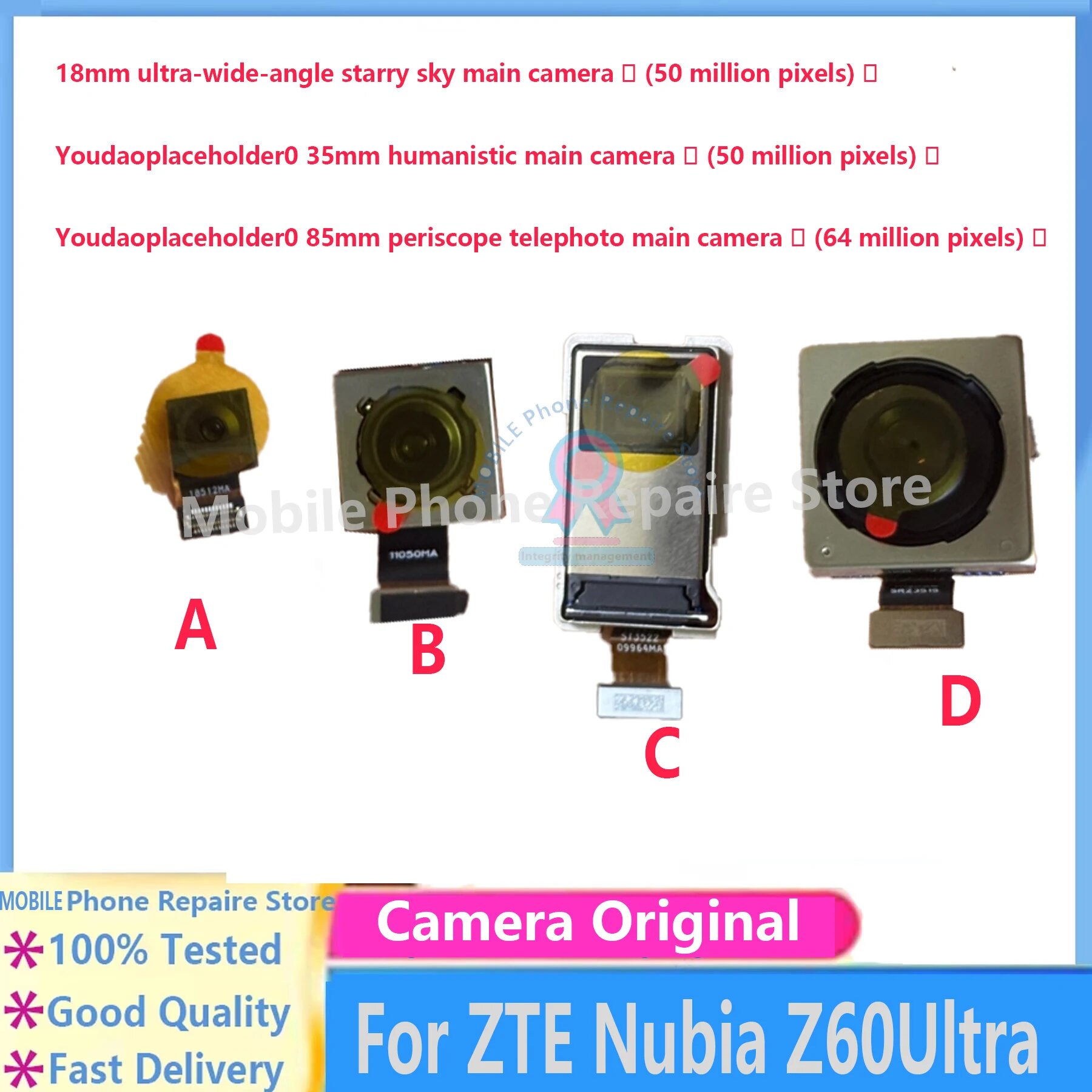 Гибкий кабель-модуль задней камеры для ZTE Nubia Z60 Ultra, широкоугольная и телеобъективная камеры, замена для ZTE Nubia NX721J