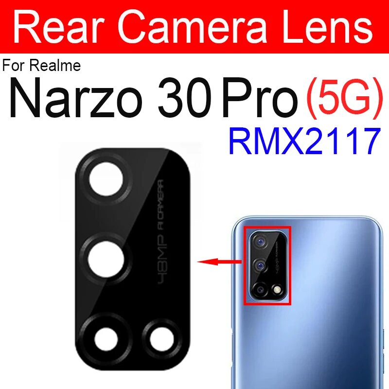 Заднее стекло камеры для Realme Narzo, Narzo 10, 10A, 20, 20A, 30A, 20 Pro, 30, 30 Pro, 4G, 5G. Запчасти для ремонта