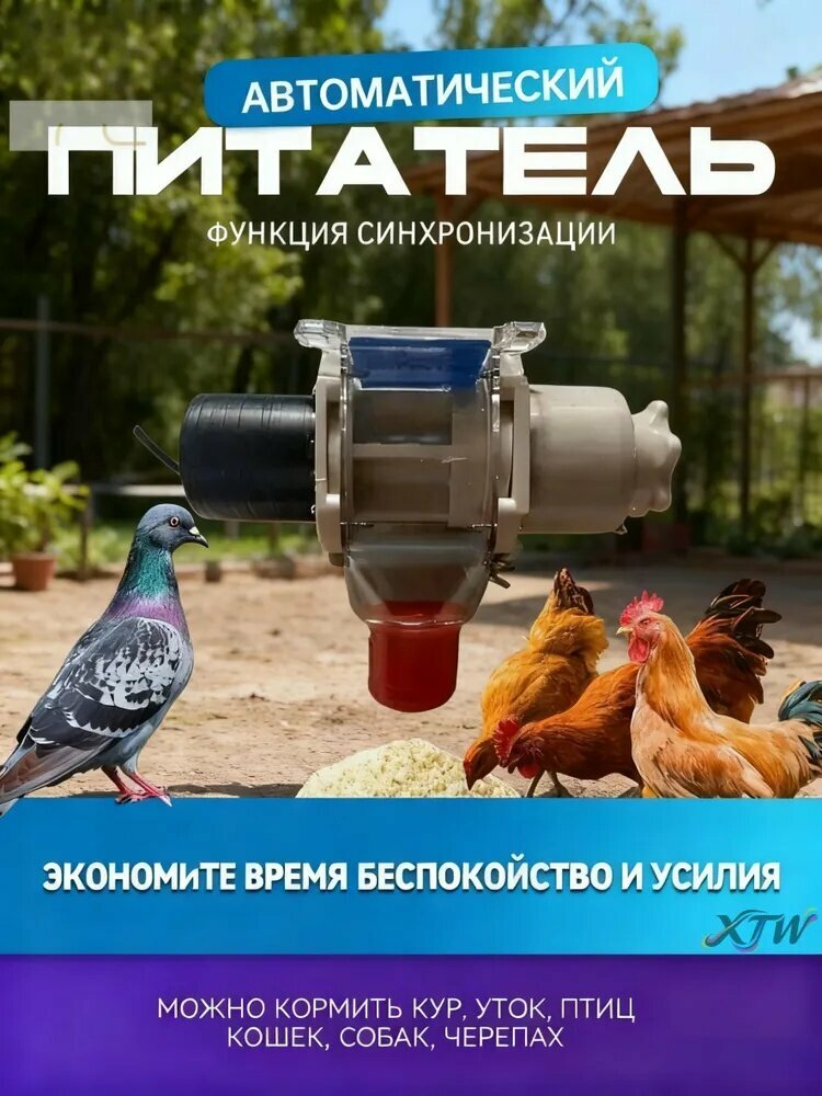 Автоматическая кормушка, для живого и сухого корма, с таймером, пластиковая