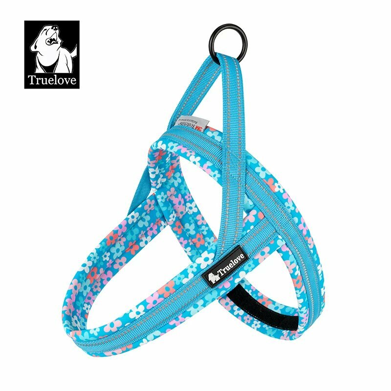 Truelove Blue Flower Sea 3XS Собачий ошейник для собак 3-5кг, Обхват груди 36-44см, без поводка
