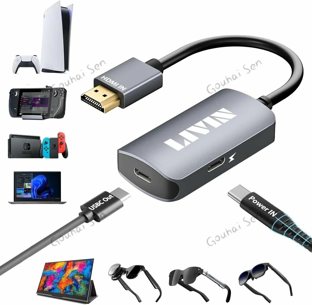 Аксессуары для виртуальной реальности-Портативный монитор с адаптером HDMI к USB C, очки дополненной реальности XREAL VITURE RayNeo Rokid
