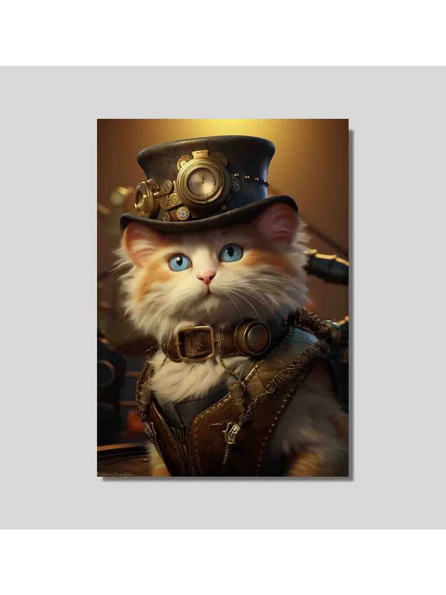 Манчкин кот в стиле стимпанк 3, Плакат 30x42см