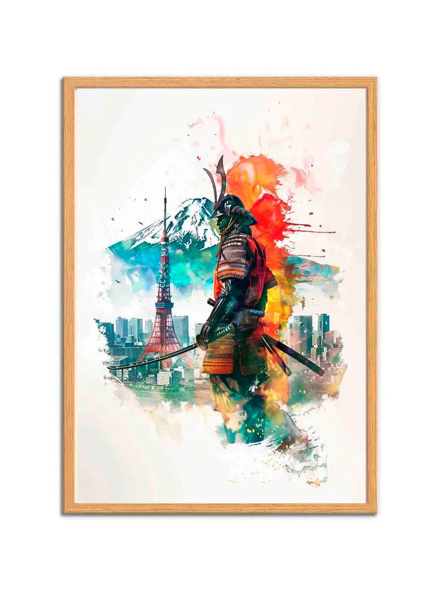 Кенгуру-животное-самурай 2, Плакат 30x42см