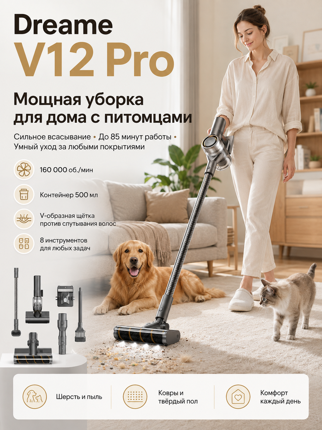 Вертикальные пылесосы сухая уборка Dreame Пылесос вертикальный хендстик Dreame V12 PRO Серый