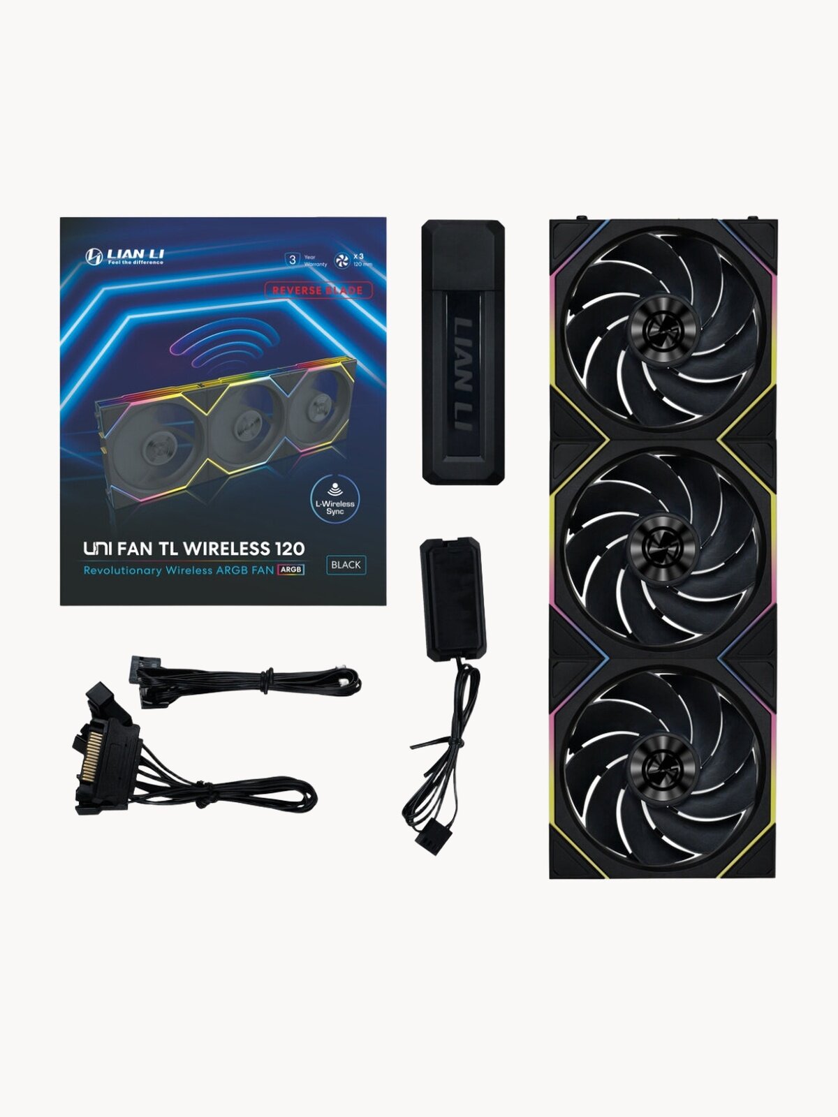 Комплект вентиляторов для корпуса Lian Li UNI FAN TL WIRELESS 120 Reverse Blade Black 12RTL1W3B