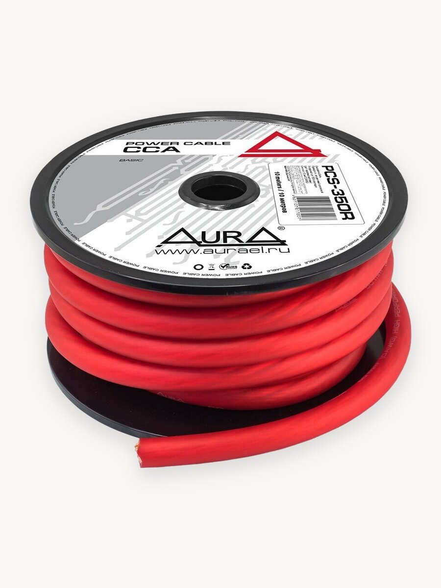 Кабель силовой AurA PCS-350R, 0AWG/50мм2, 10м/катушка, красный