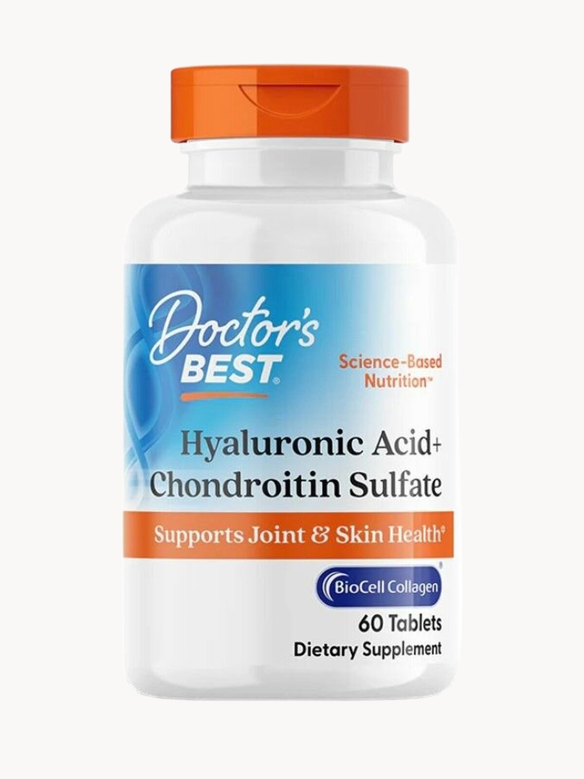 Doctors Best, Hyaluronic Acid + Chondroitin Sulfate, 60 таблеток, гиалуроновая кислота и хондроитин для суставов и кожи