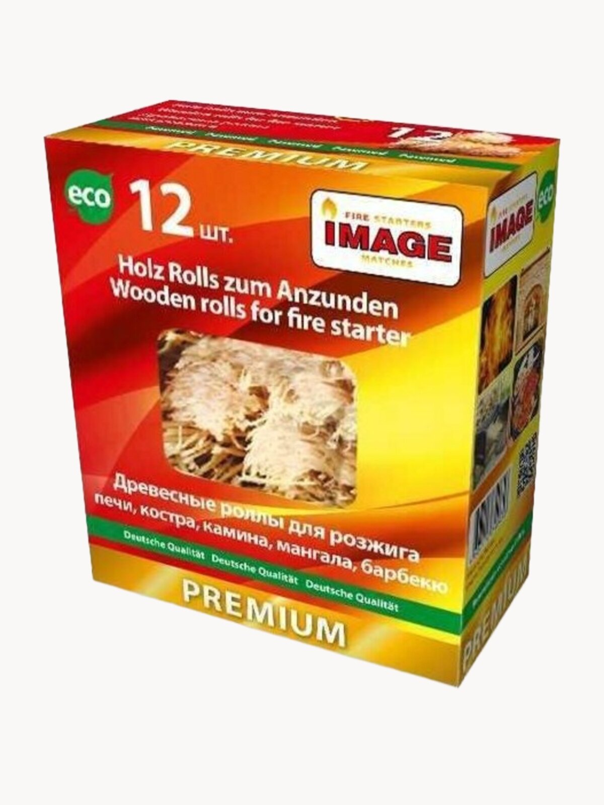 Древесные роллы для розжига костра, печи IMAGE 12 шт, 2 упаковки